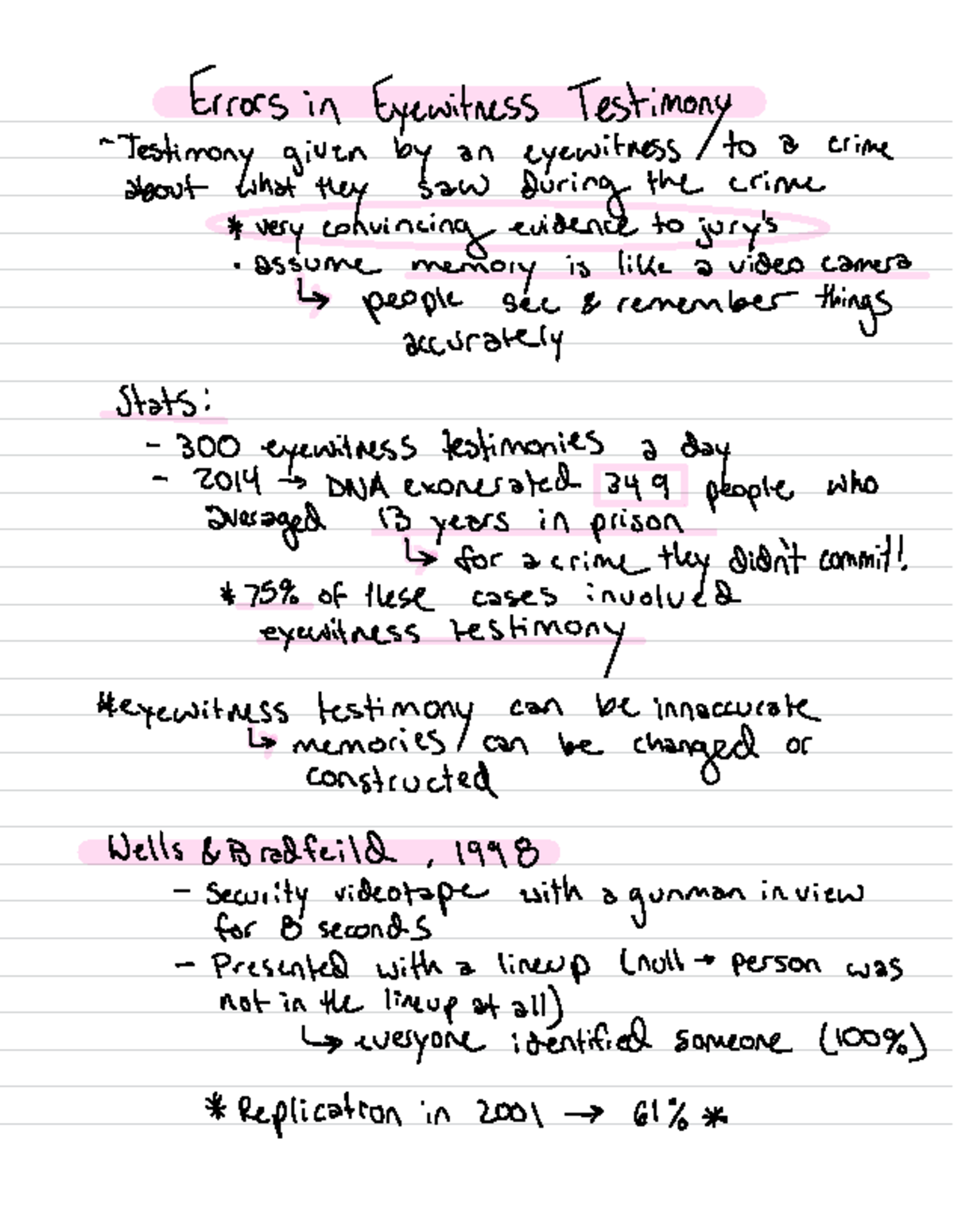 Errors in Eyewitness Testimony Lecture Notes - Errors in Eyewitness ...