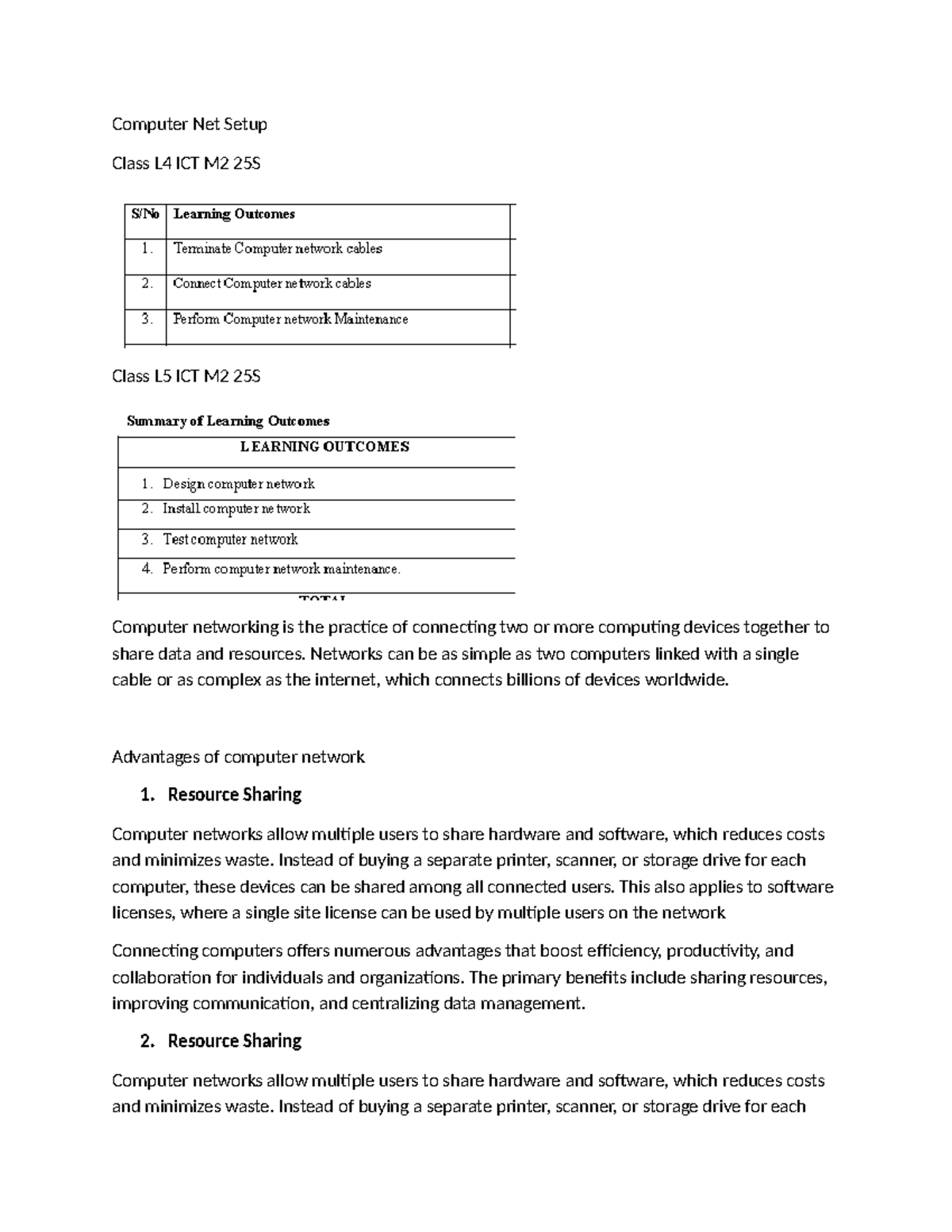 Computer Network Setup - Level 5 ICT M2 25S Guide - Studocu