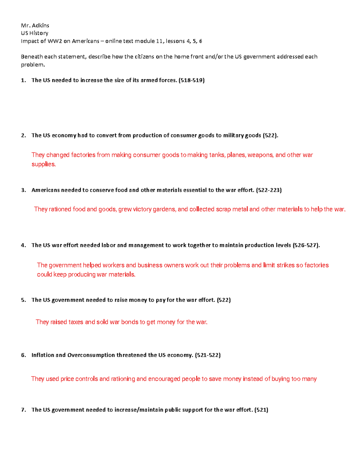 US History Module 11: Impact of WW2 on Americans - Lessons 4-6 - Studocu