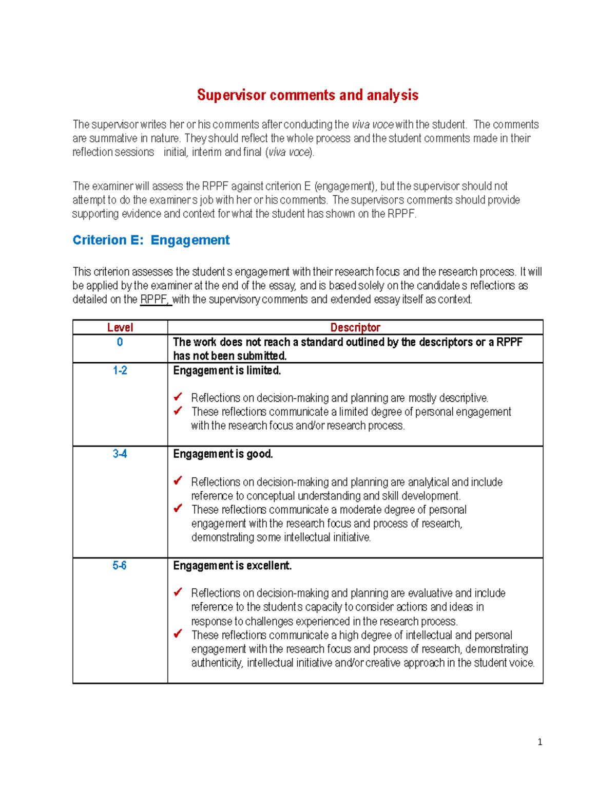 Supervisor comments and analysis 1 - The comments are summative in ...