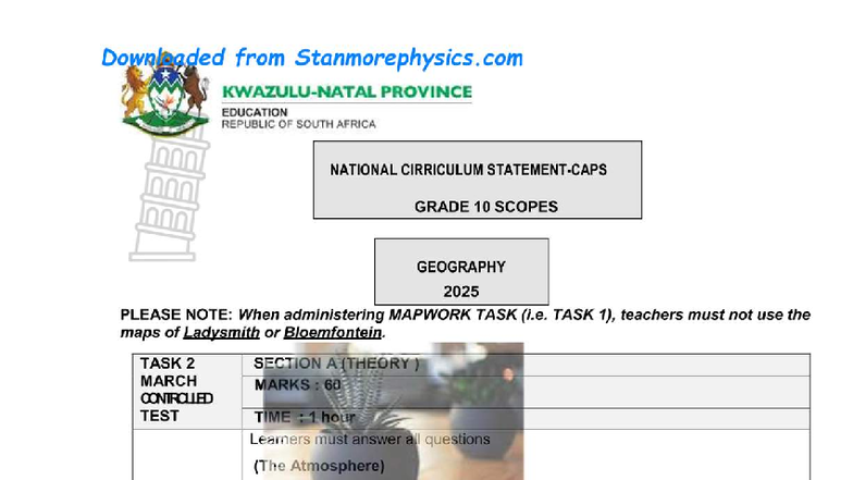 KZN-Grade-10-Geography-Scope-2025-Exam-Guide - Studocu