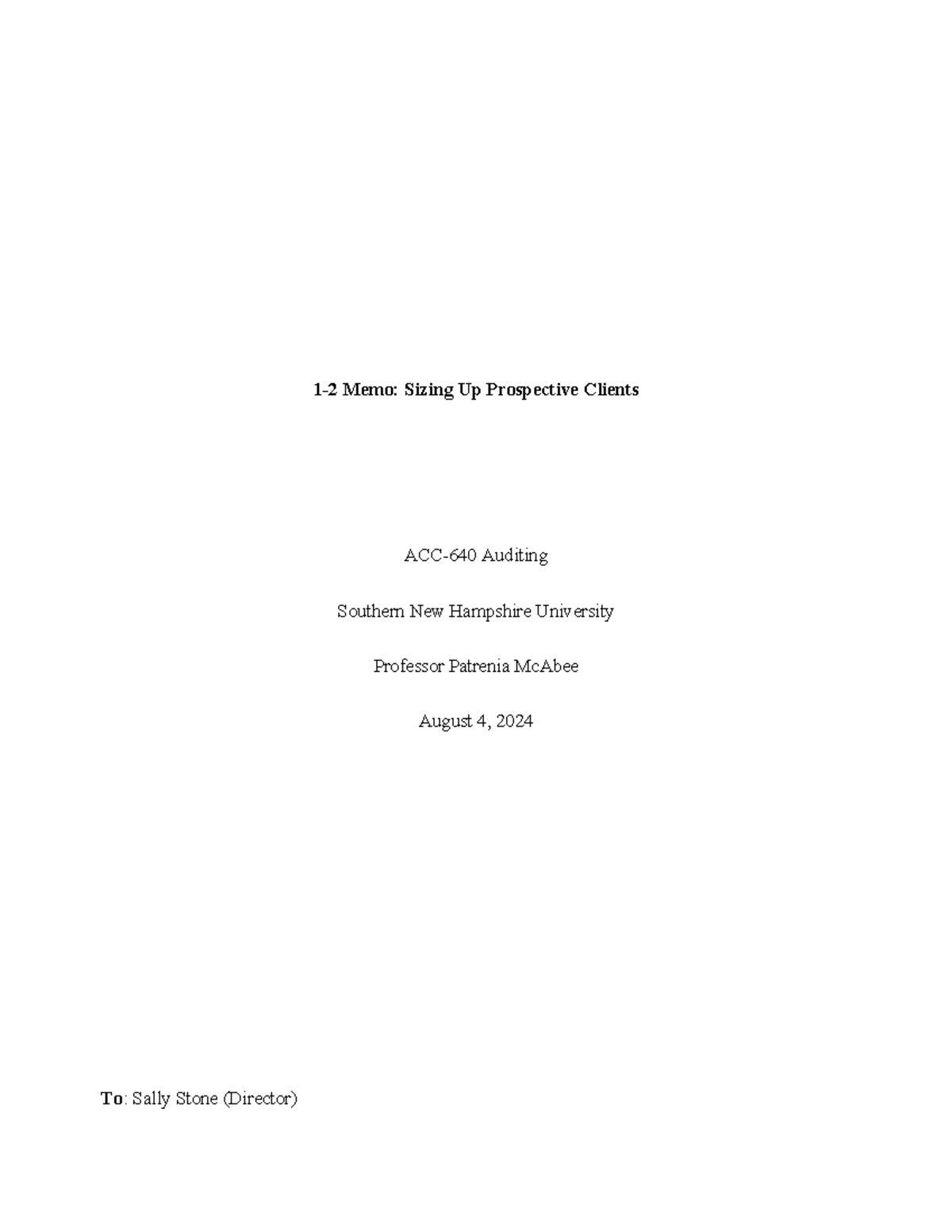 ACC-640 Final Exam Memo: New Client Onboarding Procedures - Studocu