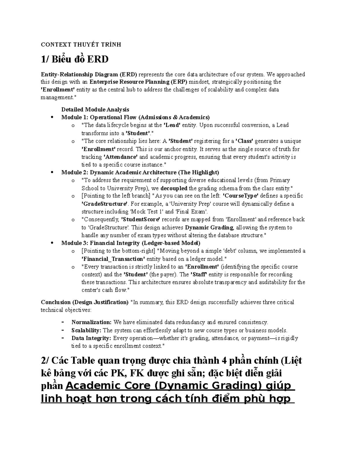 CONTEXT THUYẾT TRÌNH: ERD Diagram for ERP System Design - Studocu