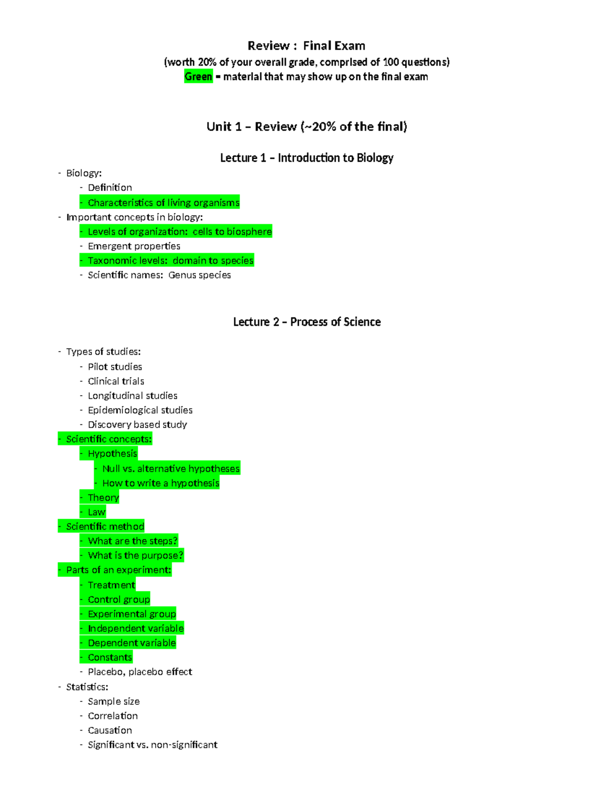 Lecture Notes: Cell Cycle, Stem Cells, Mutations & Cancer (BIOL 101 ...