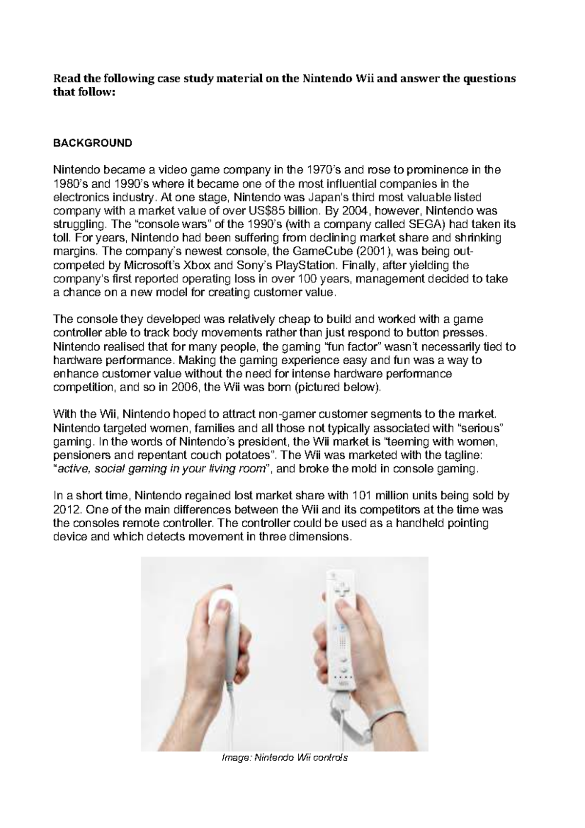 BUS2010 Case Study: The Success of Nintendo Wii and Marketing Insights ...