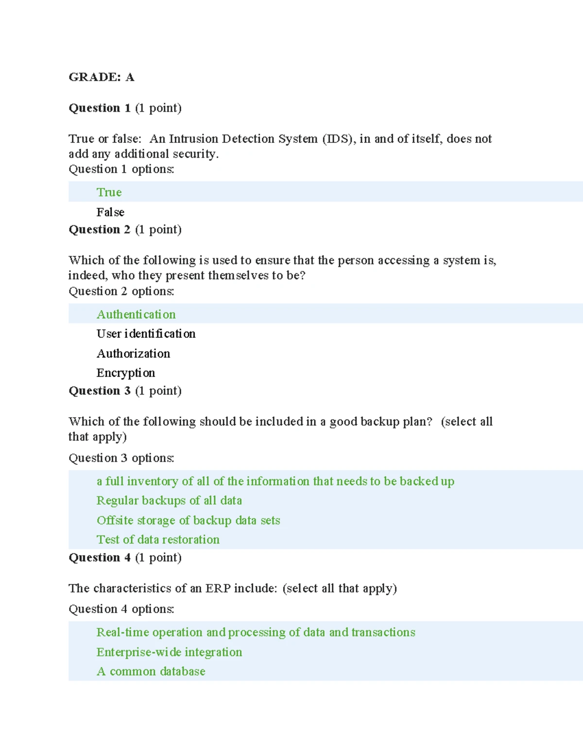 BMGT 364 Week 6 Quiz 5 - QUIZ GRADE: A - BMGT 364 - UMGC WEEK 6 QUIZ 5 Question 1 (0 points ...