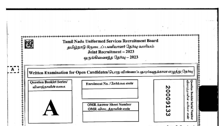 JR 2023 TNUSRB Open Exam Practice Question Paper - Studocu