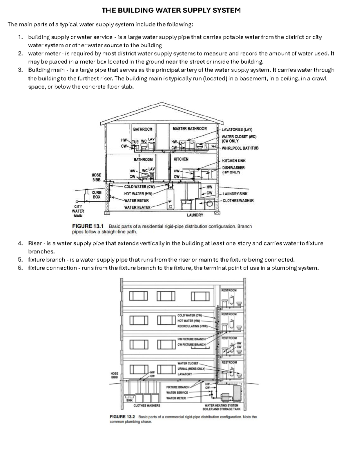 Building Water Supply System Overview (Course Code: 02) - Studocu