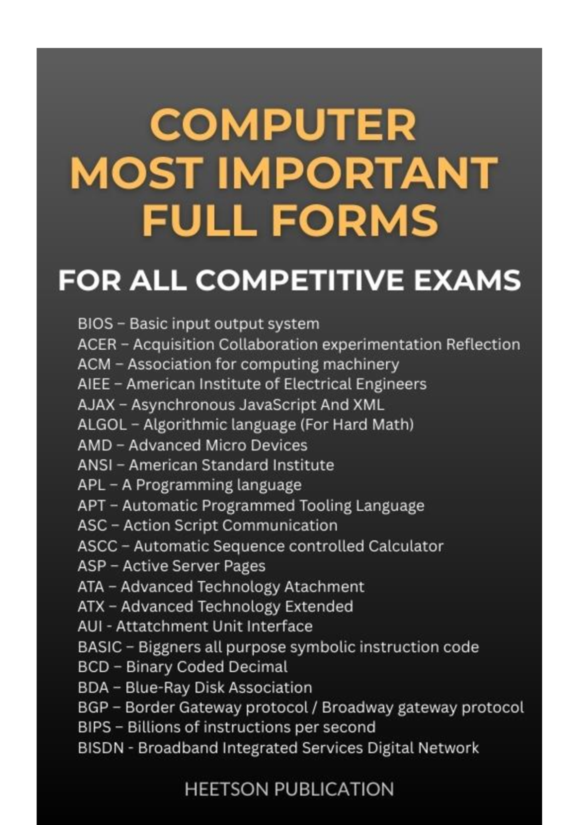 Computer Most Important Full Forms and Acronyms Guide - Studocu