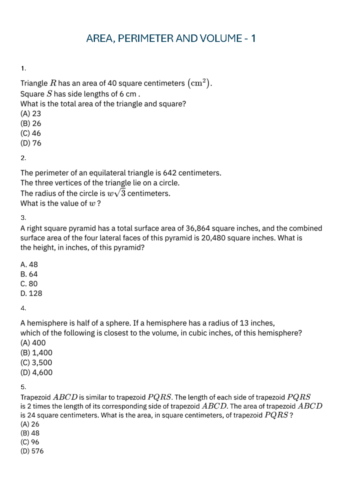 16. Area,perimeter,volume - 1 - SCx01 - AREA, PERIMETER AND VOLUME - 1 ...