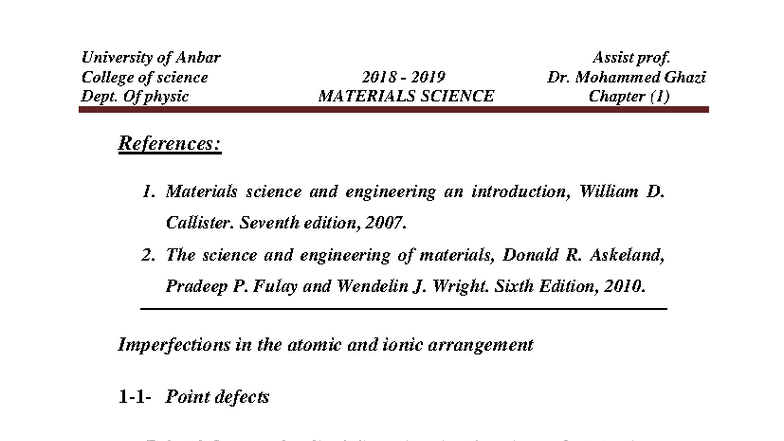 4259 - Lecture - College of science 2018 - 2019 Dr. Mohammed Ghazi Dept ...