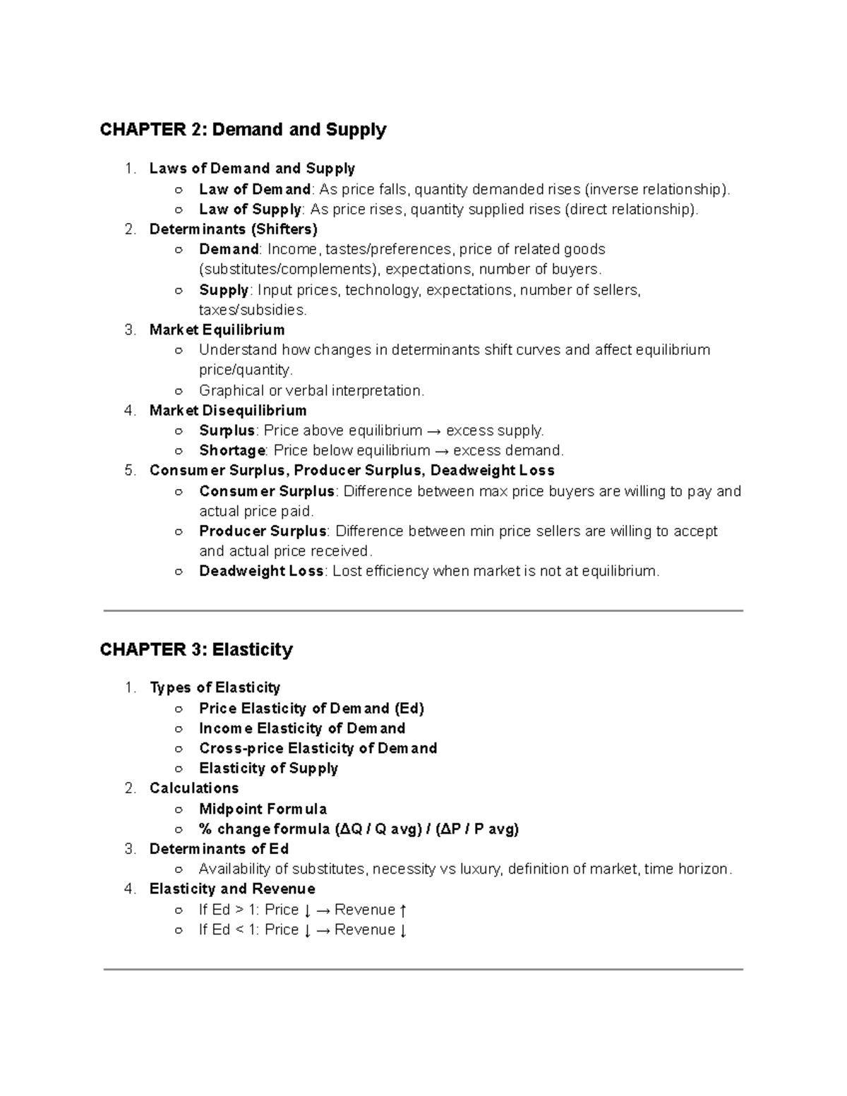 Economics Notes: Demand, Supply, and Market Structures (ECO 101 ...