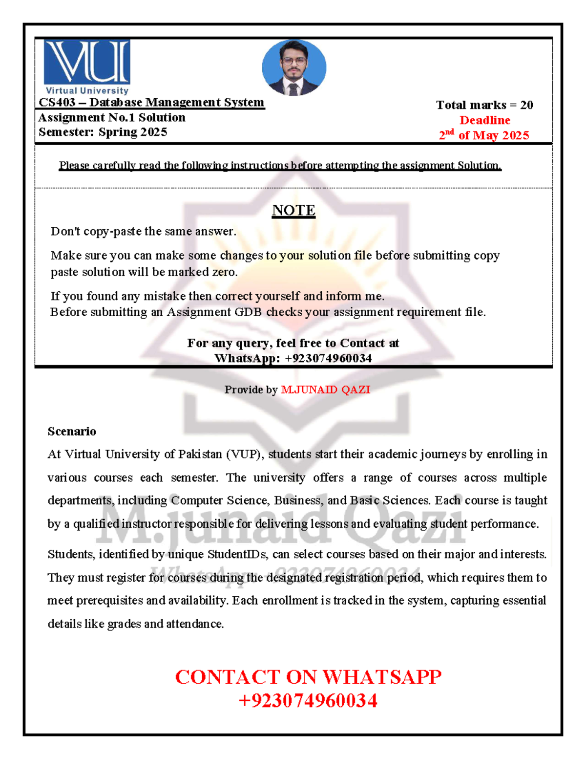 CS403-Assignment 1 Complete Solution - Spring 2025 by M. Qazi - Studocu
