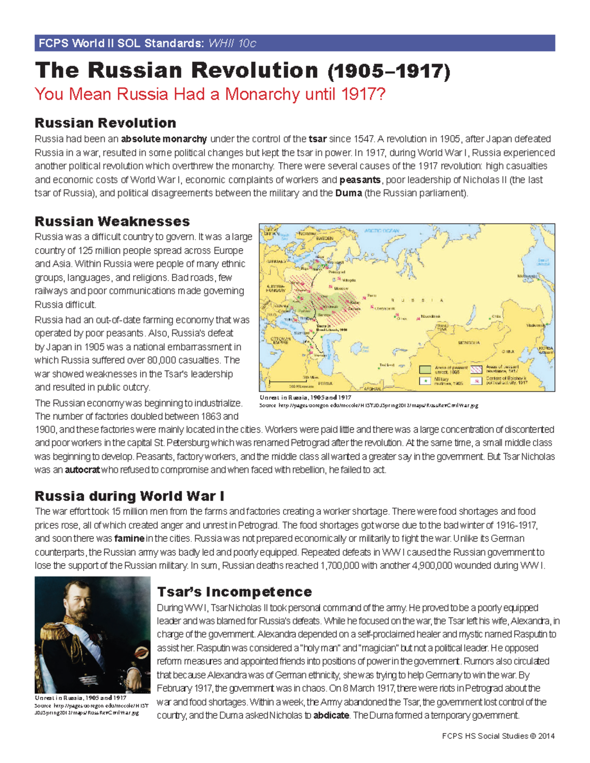 Russian Revolution Overview: Causes and Outcomes (WHII 10c) - Studocu