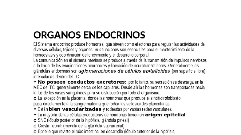 Organos Endocrinos: Funciones y Regulación Hormonal - ENDO 101 - Studocu