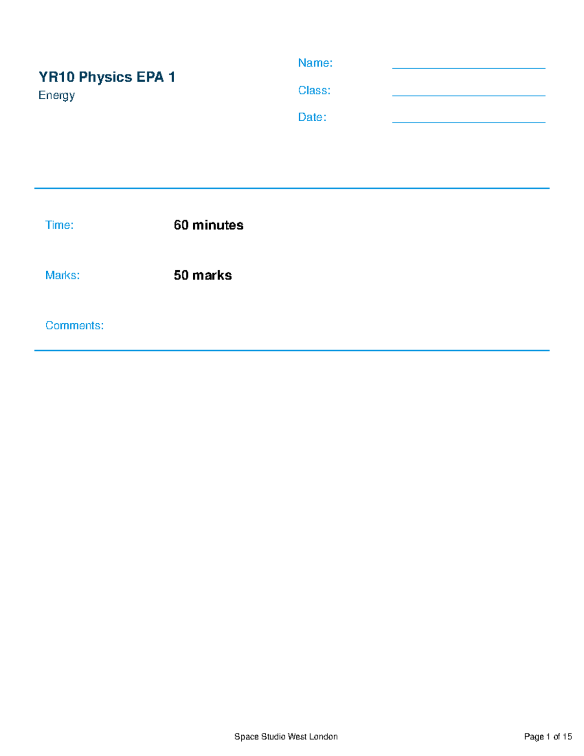 YR10 Physics Energy Exam Questions (EPA 1) - Studocu