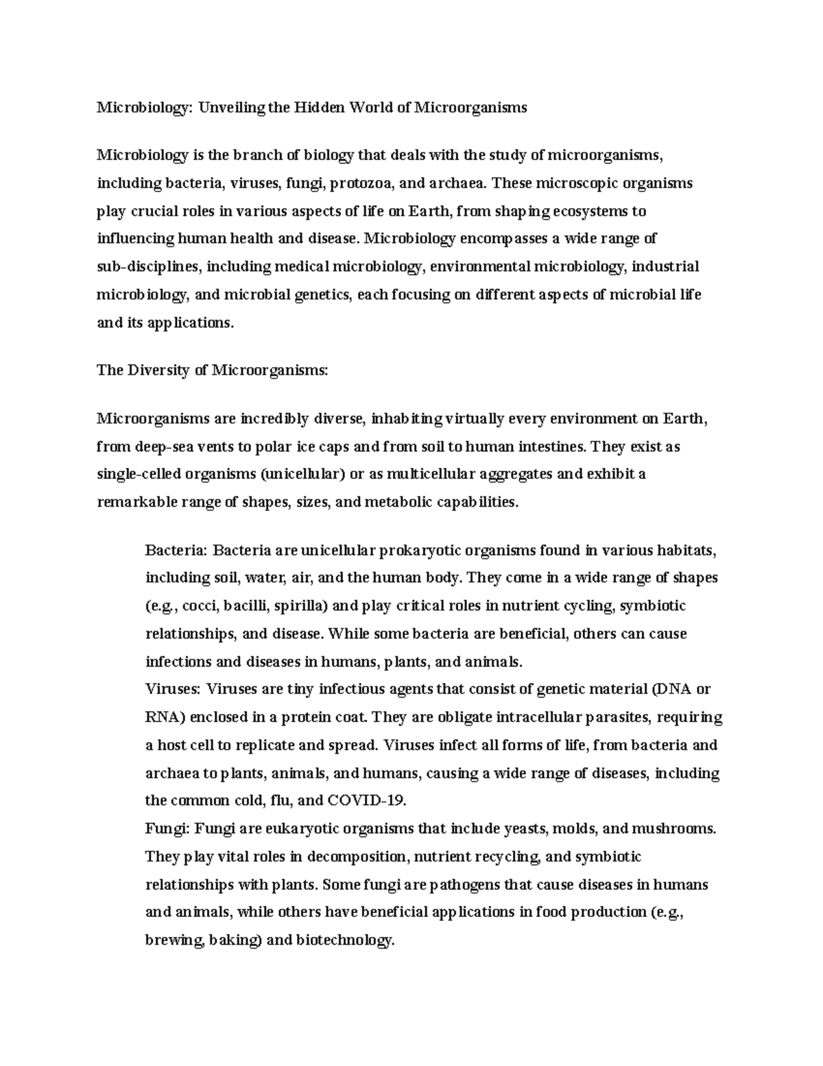 Microbiology Notes 1: Exploring the World of Microorganisms and Their ...