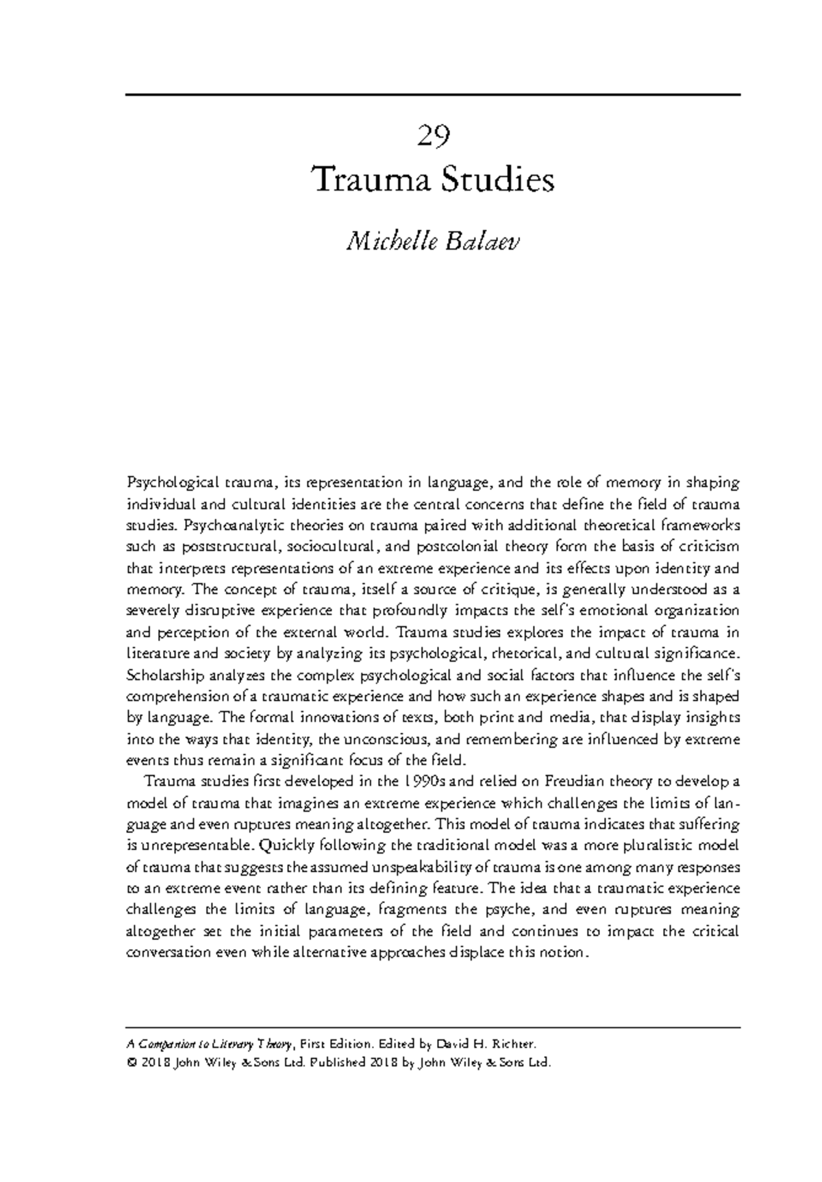 Trauma Studies: Analyzing Memory and Identity in Literature - Studocu