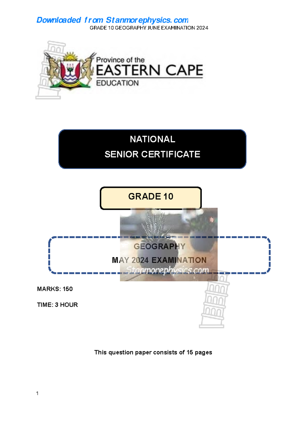 EC Geography Grade 10 June 2024 Exam Paper and Memo - Studocu