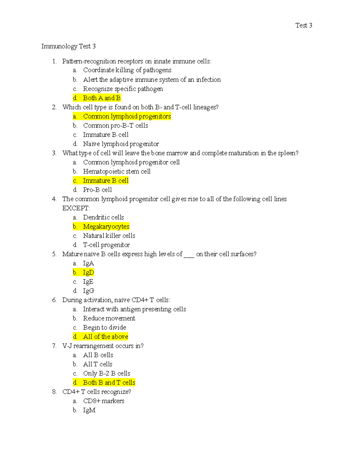 Immunology test 3 study guide - Immunology Test 3 Pattern-recognition ...