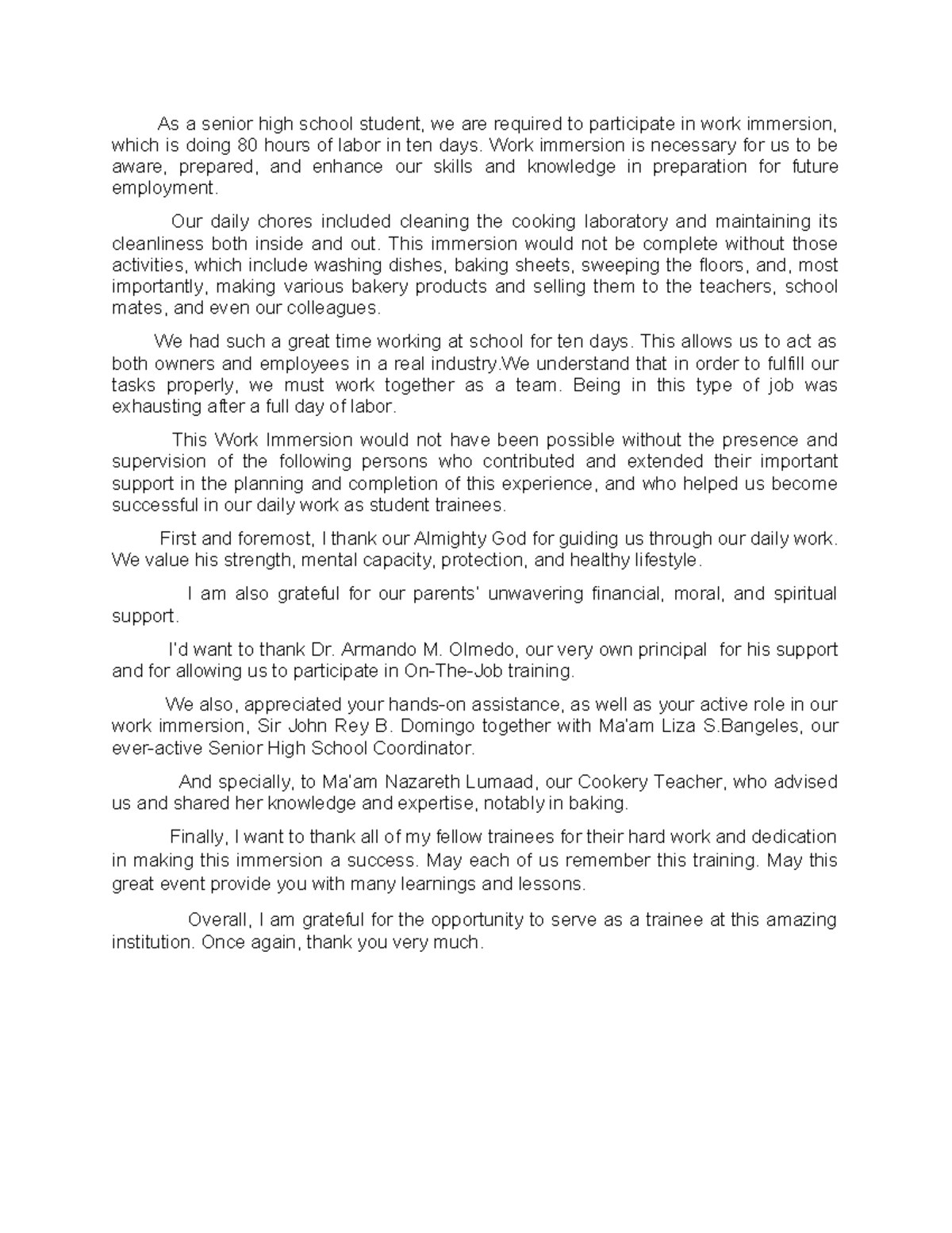 Document - Essay - As a senior high school student, we are required to ...