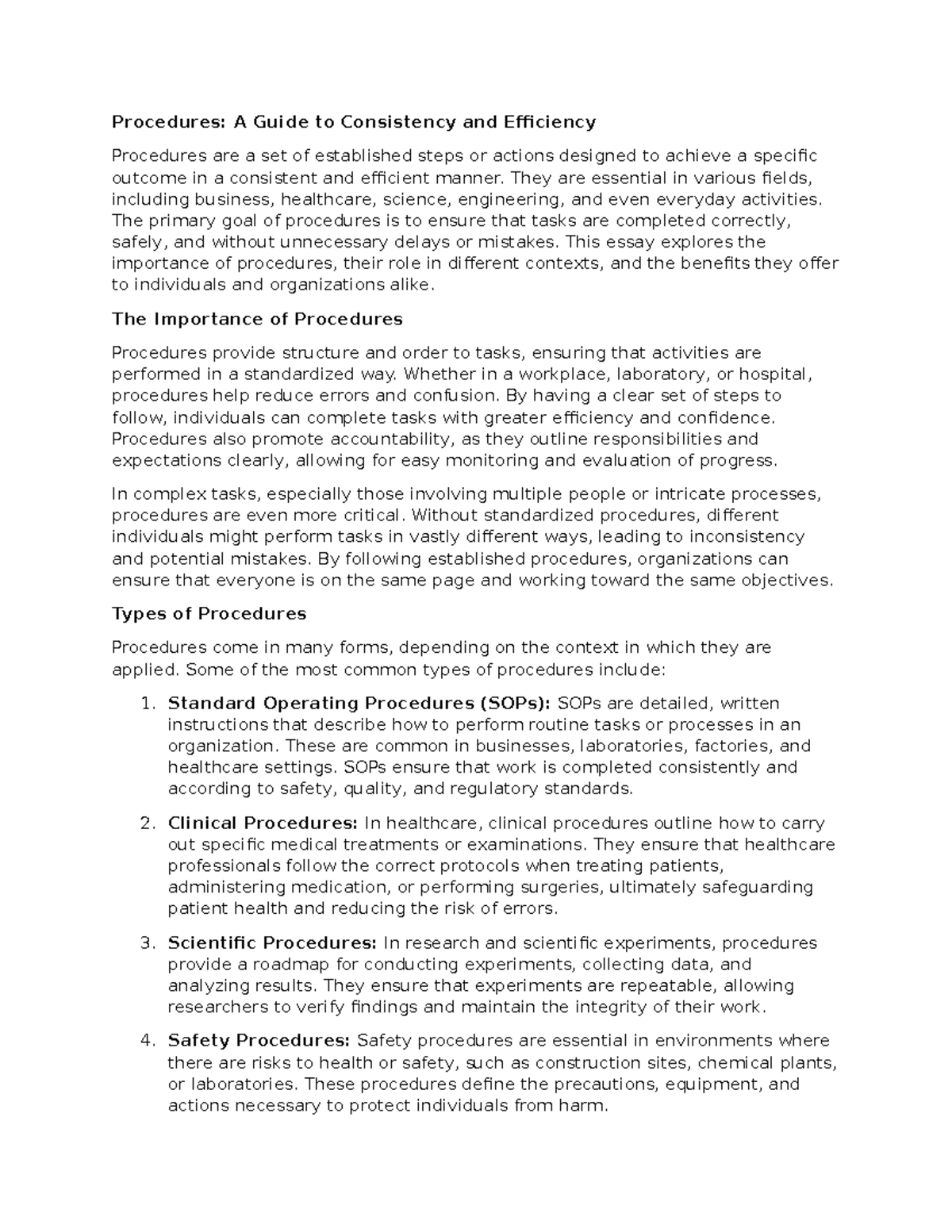Procedures - Summary Literature and Technology - Procedures: A Guide to ...