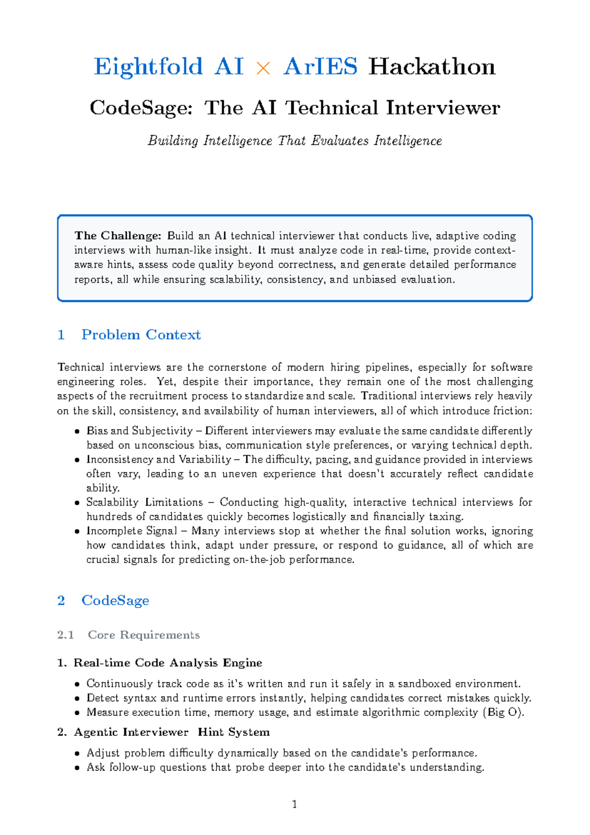 Eightfold AI ArIES Hackathon: Building CodeSage AI Interviewer - Studocu