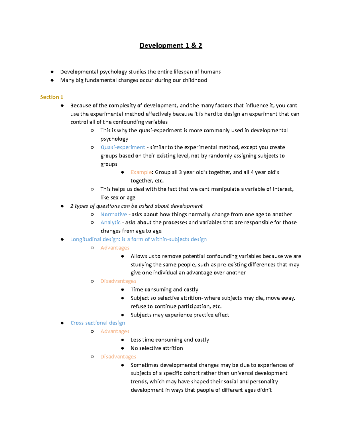 Psych 1xx3 textbook notes - Development 1 & 2 Developmental psychology ...