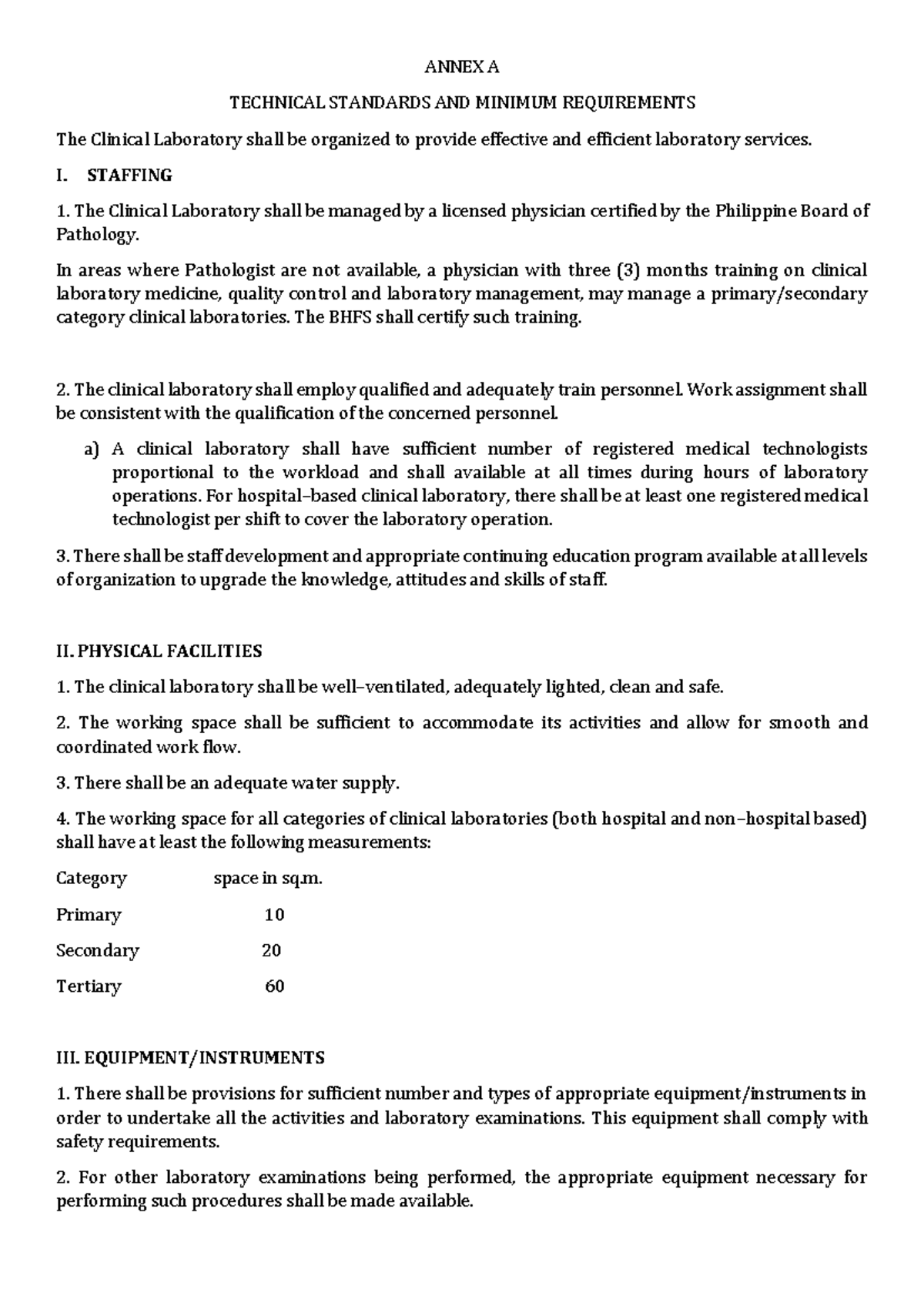 Annex a - Summary of topic - ANNEX A TECHNICAL STANDARDS AND MINIMUM ...