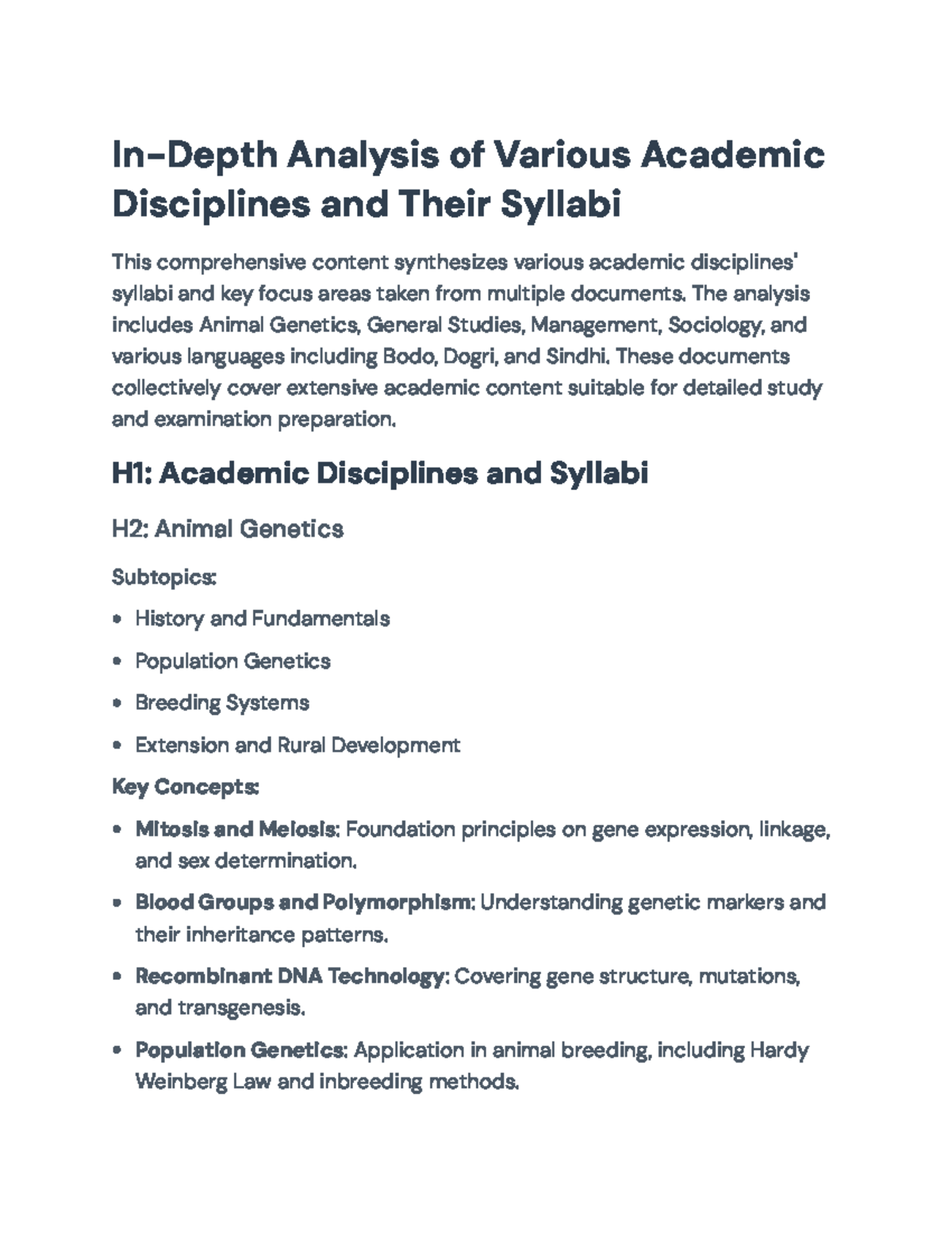 Comprehensive Analysis of Academic Syllabi in Multiple Disciplines - In ...