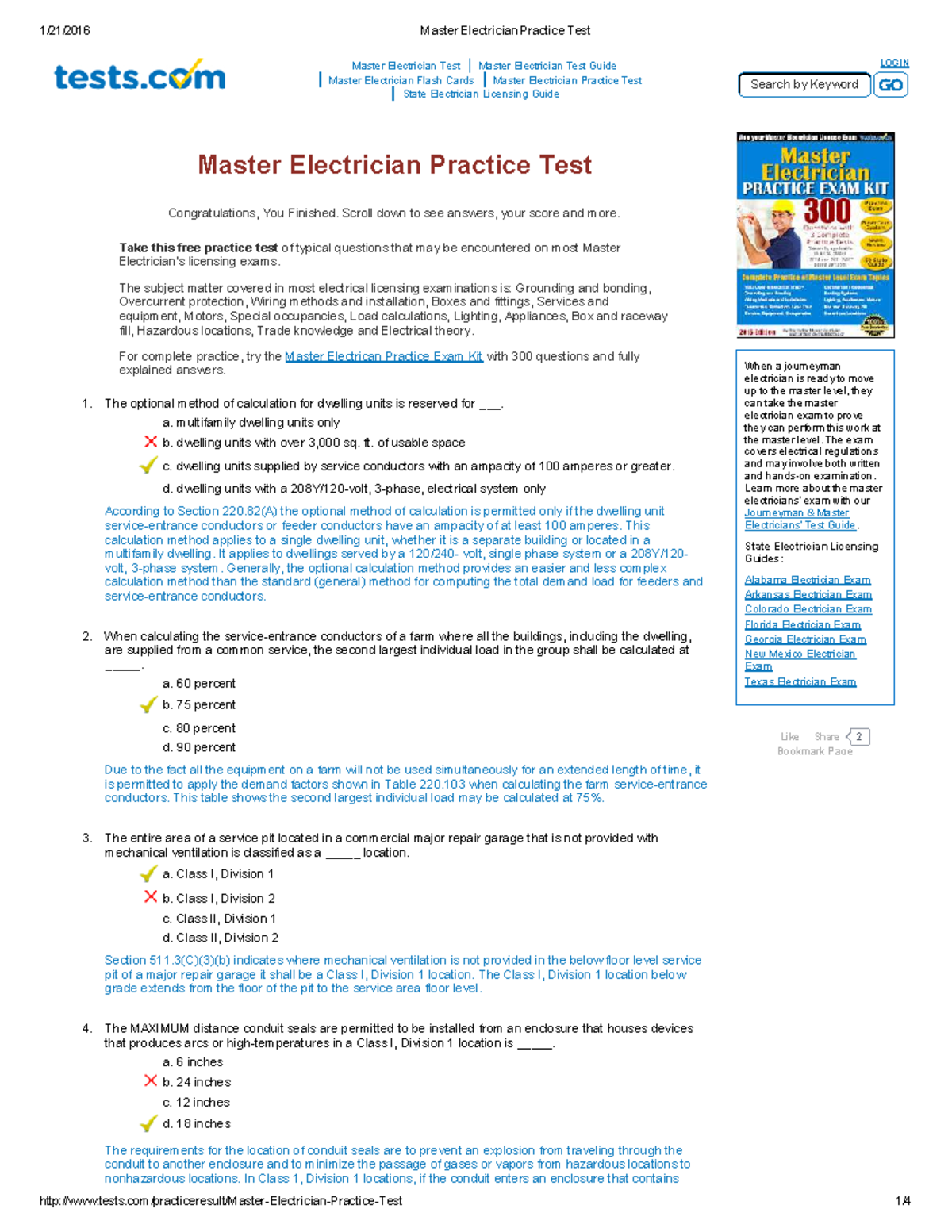 Master Electrician Practice Test Guide: Key Concepts & Questions - Studocu