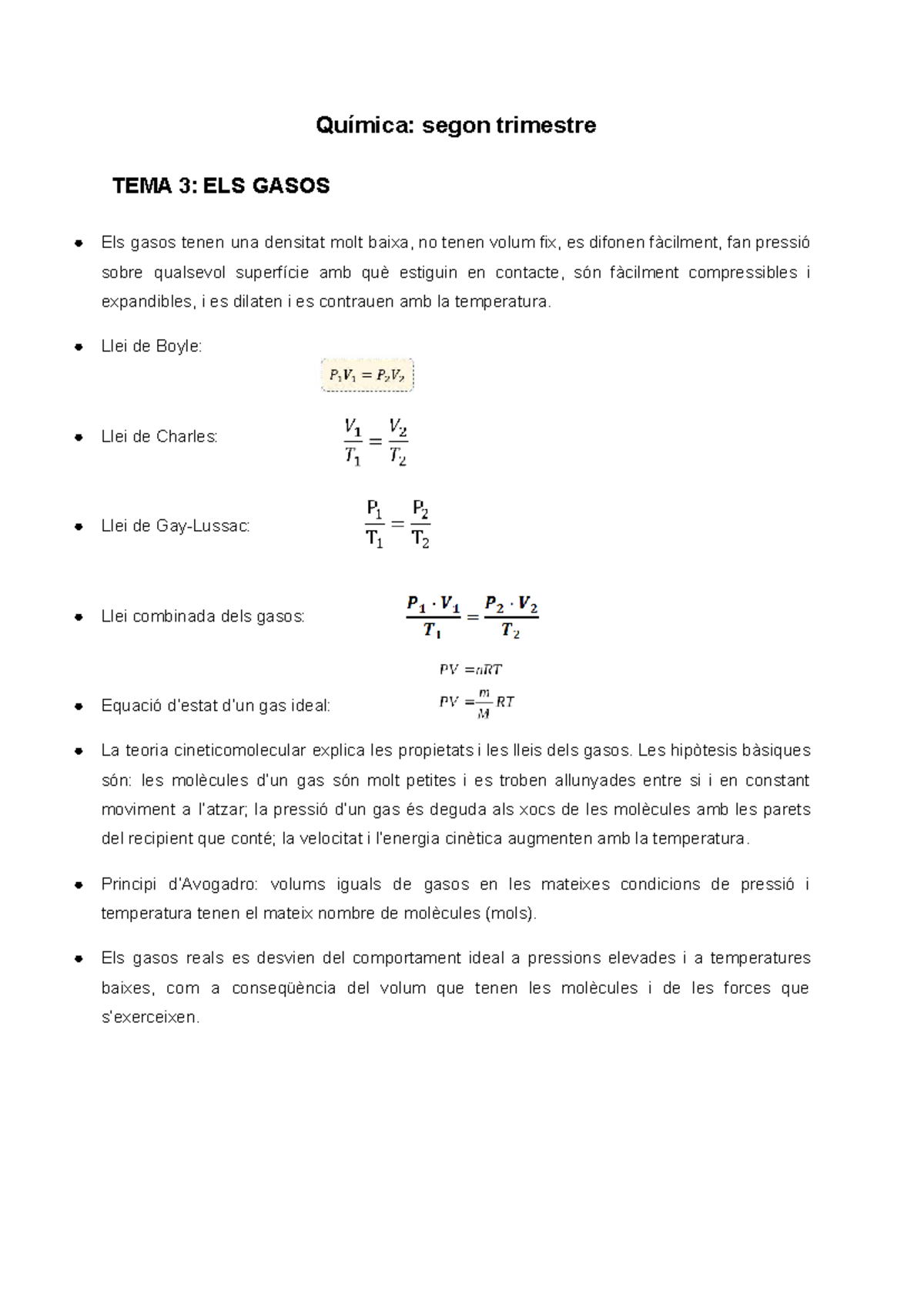 Teoria Química: TEMA 3-6 - Gasos, Solucions i Models Atòmics - Studocu