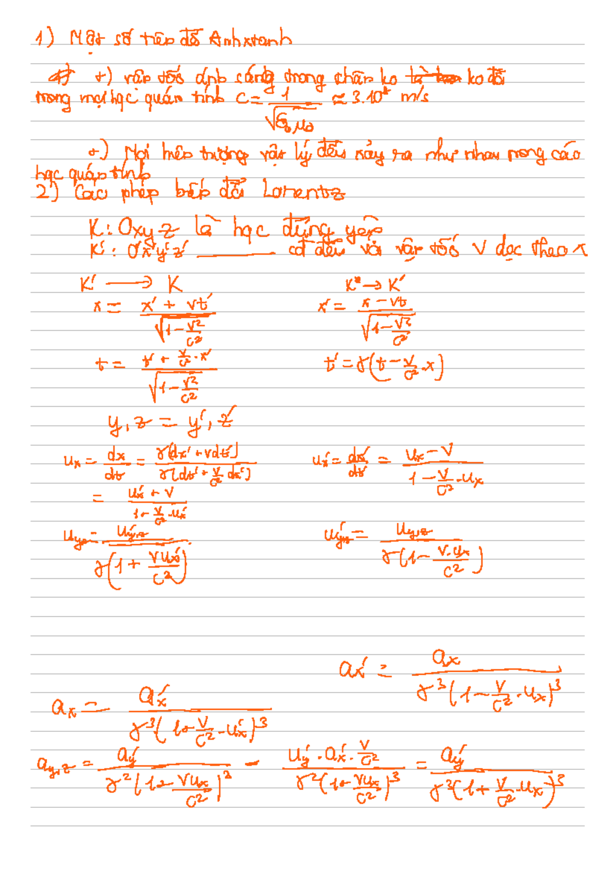 Lorentz Transformations and Einstein's Theory in Physics (PHYS 101 ...