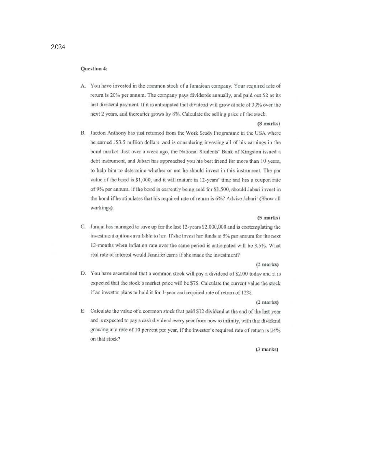 FIN MAN Questions: Investment Analysis and Portfolio Management - Studocu