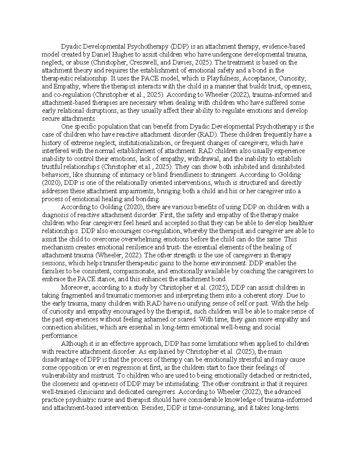 Dyadic Developmental Psychotherapy (DDP) for Reactive Attachment ...