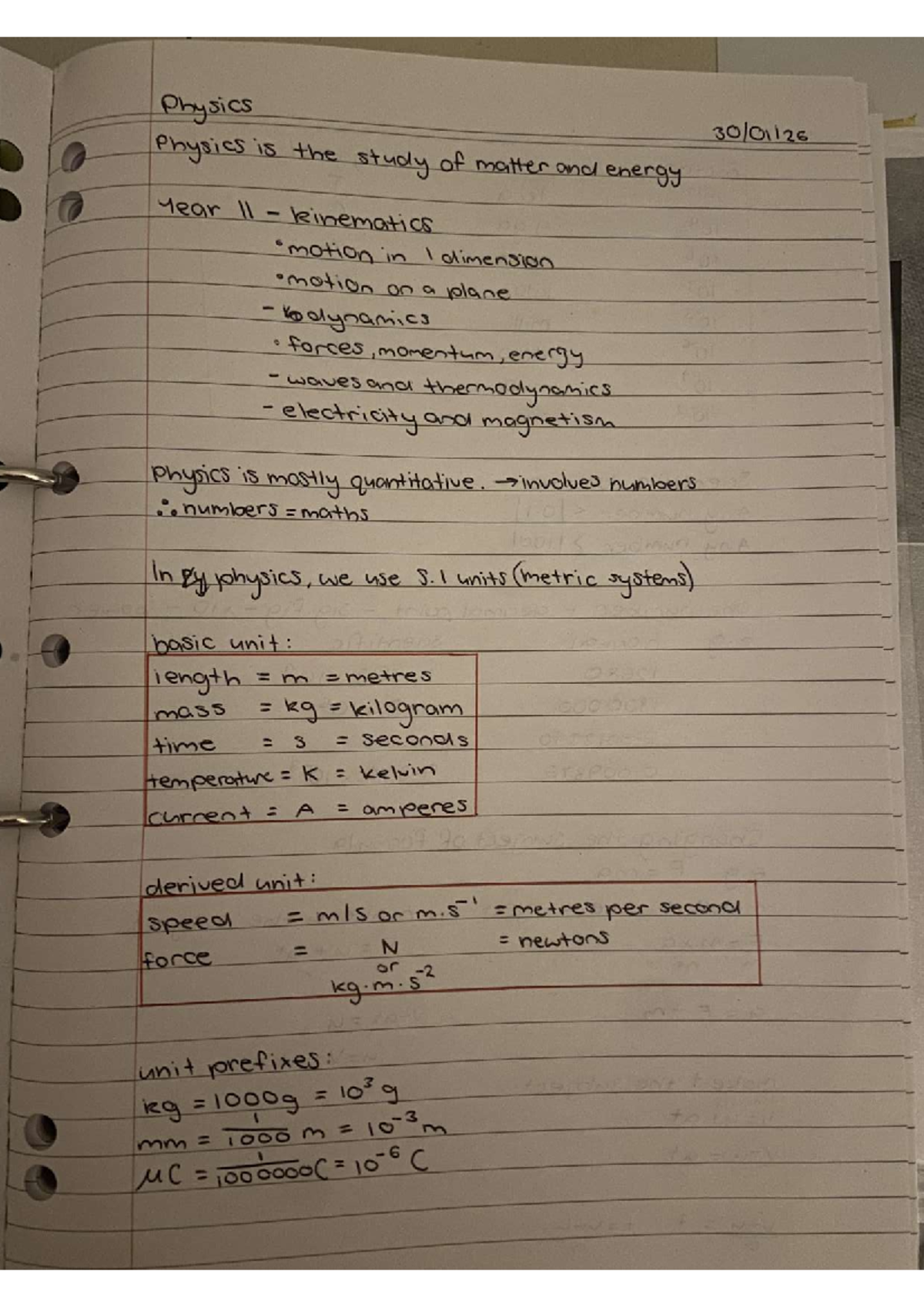 Year 11 Physics: Kinematics, Dynamics, and SI Units Overview - Studocu