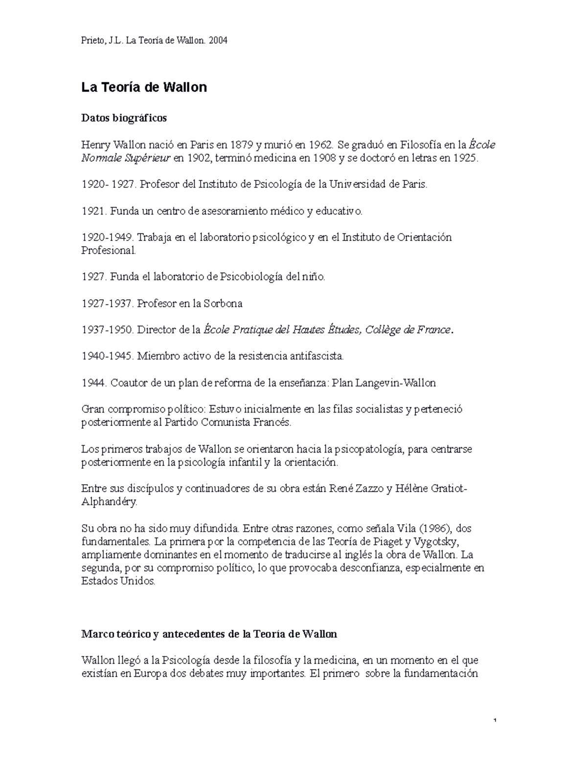 La Teoria de Wallon - La Teoría de Wallon Datos biográficos Henry ...