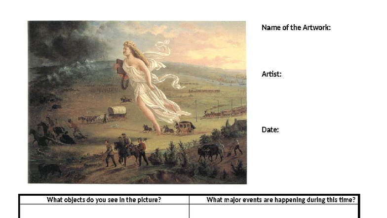 American Progress Art Analysis 2023 - Name of the Artwork: Artist: Date ...