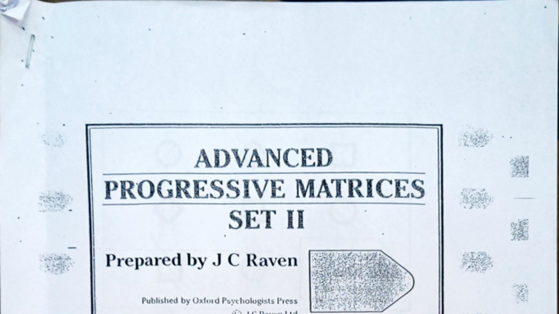 APM SET II Questionnaires - Advanced Progressive Matrices - Studocu