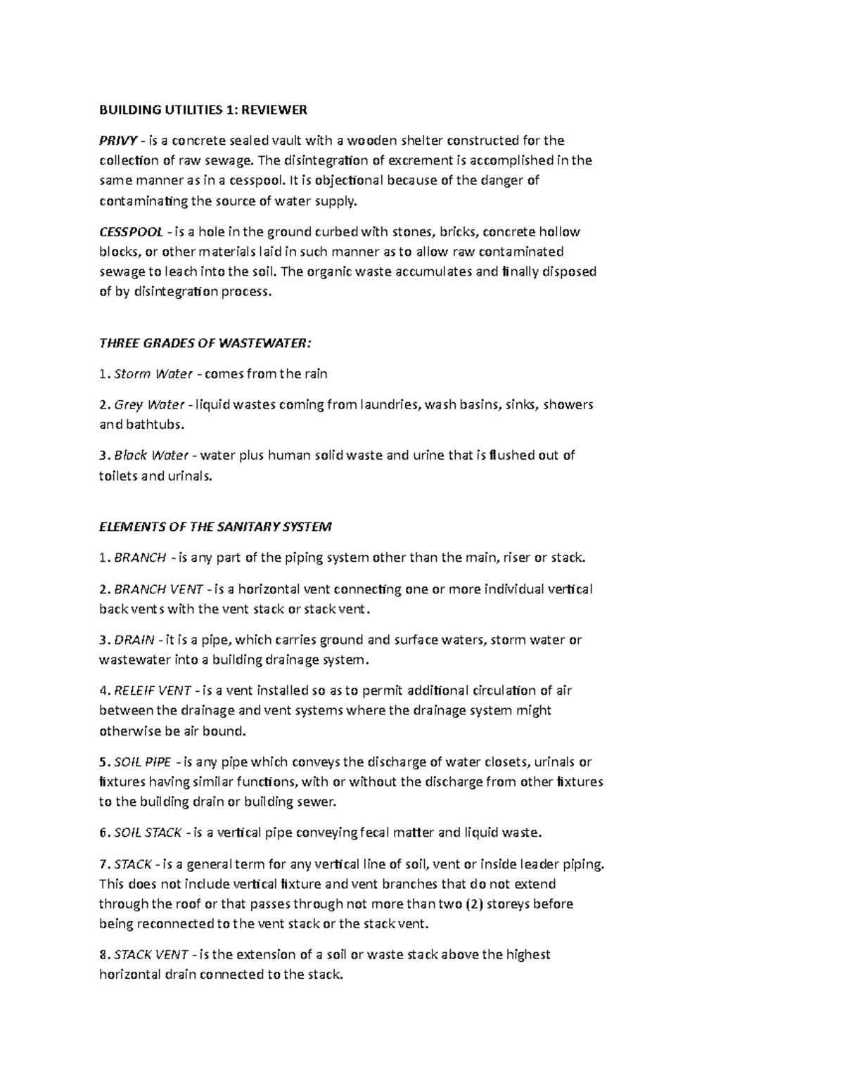 Building Utilities 1 - Comprehensive Reviewer Guide - Studocu