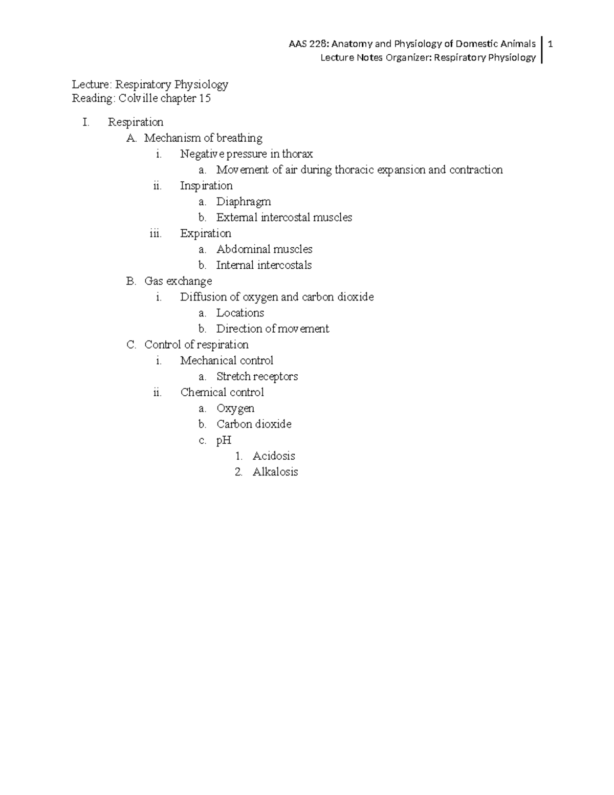 AAS 228: Lecture Notes on Respiratory Physiology in Domestic Animals ...