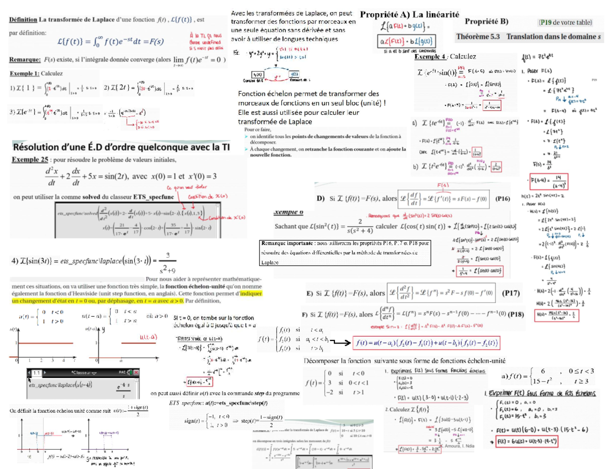 Aide Mémoire Final sur les Transformées de Laplace (MATH 101) - Studocu