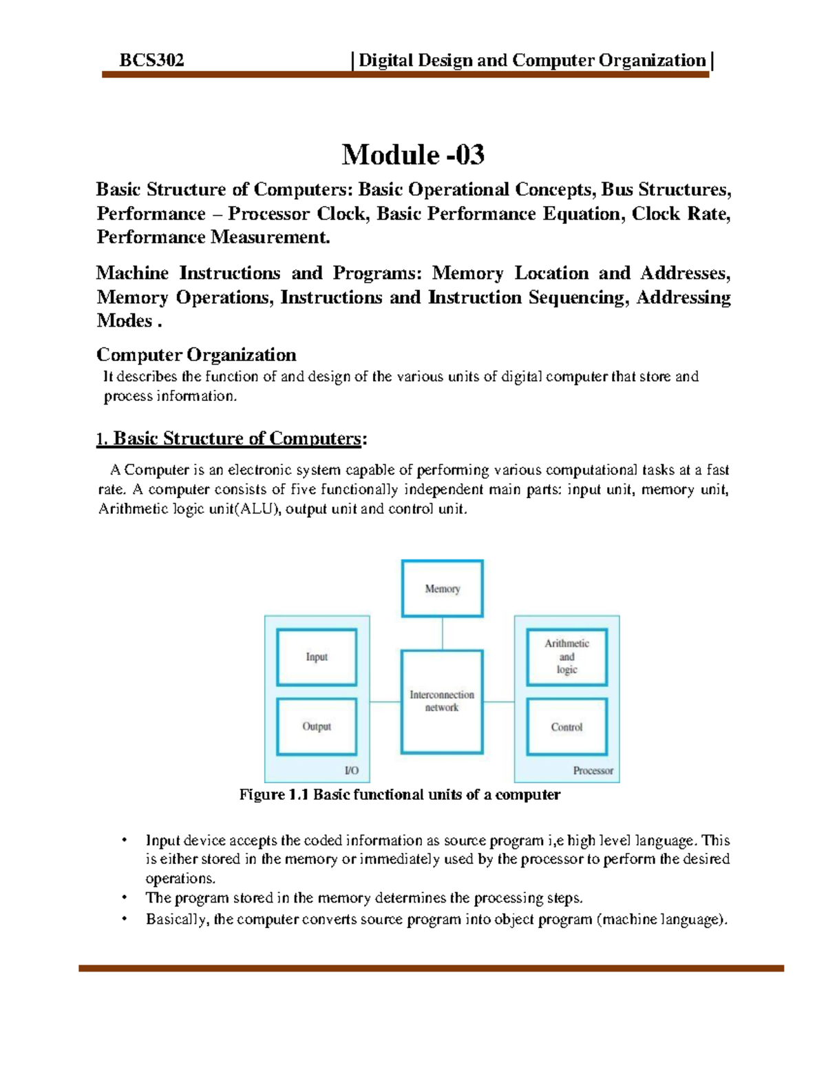 BCS302 | Digital Design & Computer Organization - Module 3 Overview - Studocu