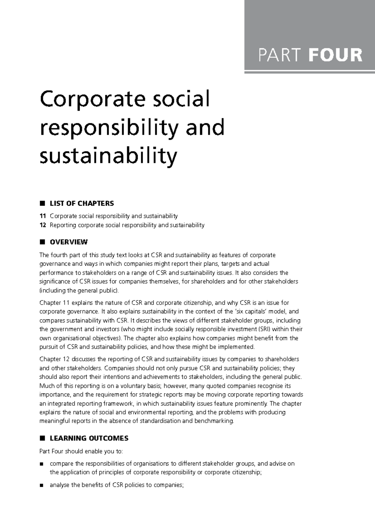 Part 4: Corporate Social Responsibility & Sustainability (CSR/ESG ...