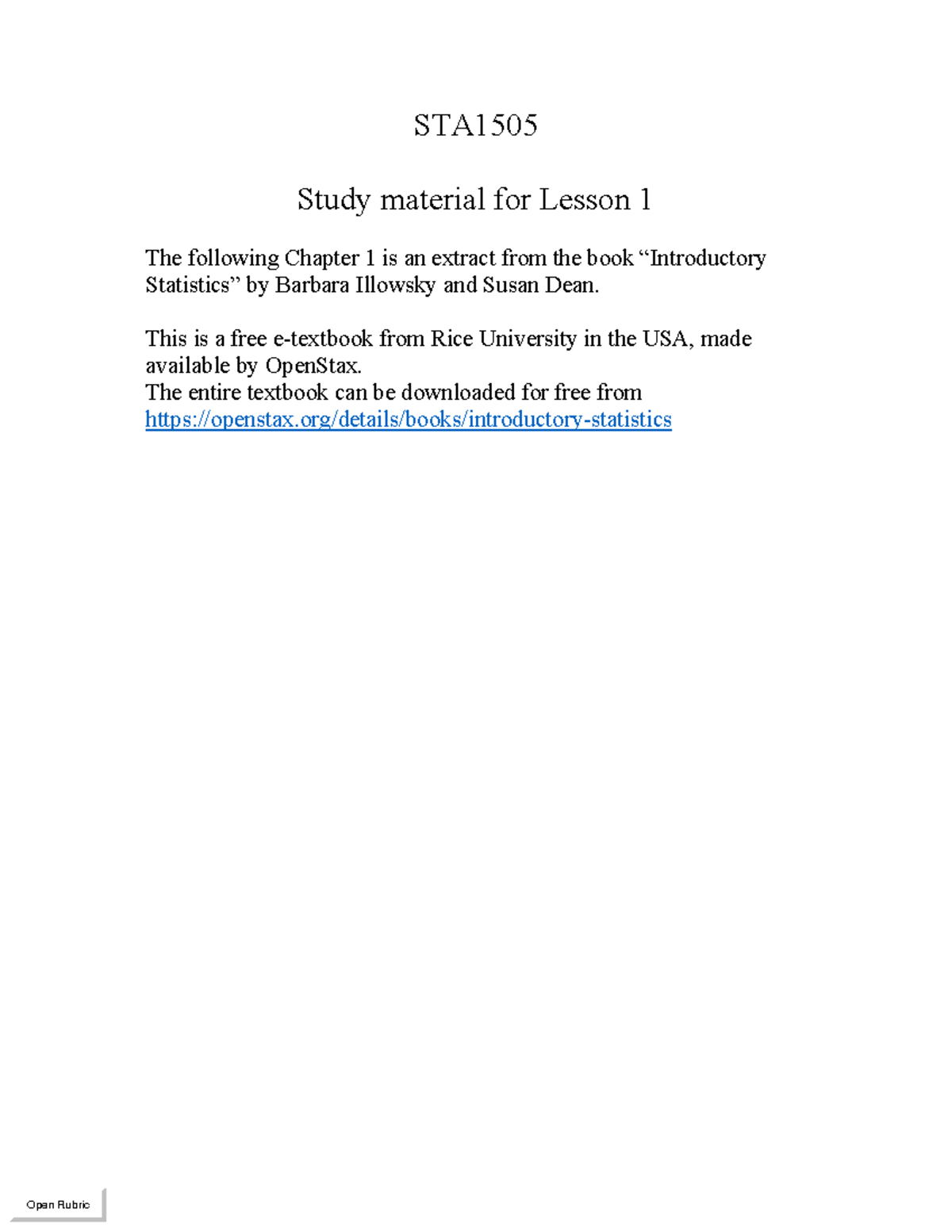 STA1505 Lesson 1: Introduction to Sampling and Data Concepts - Studocu
