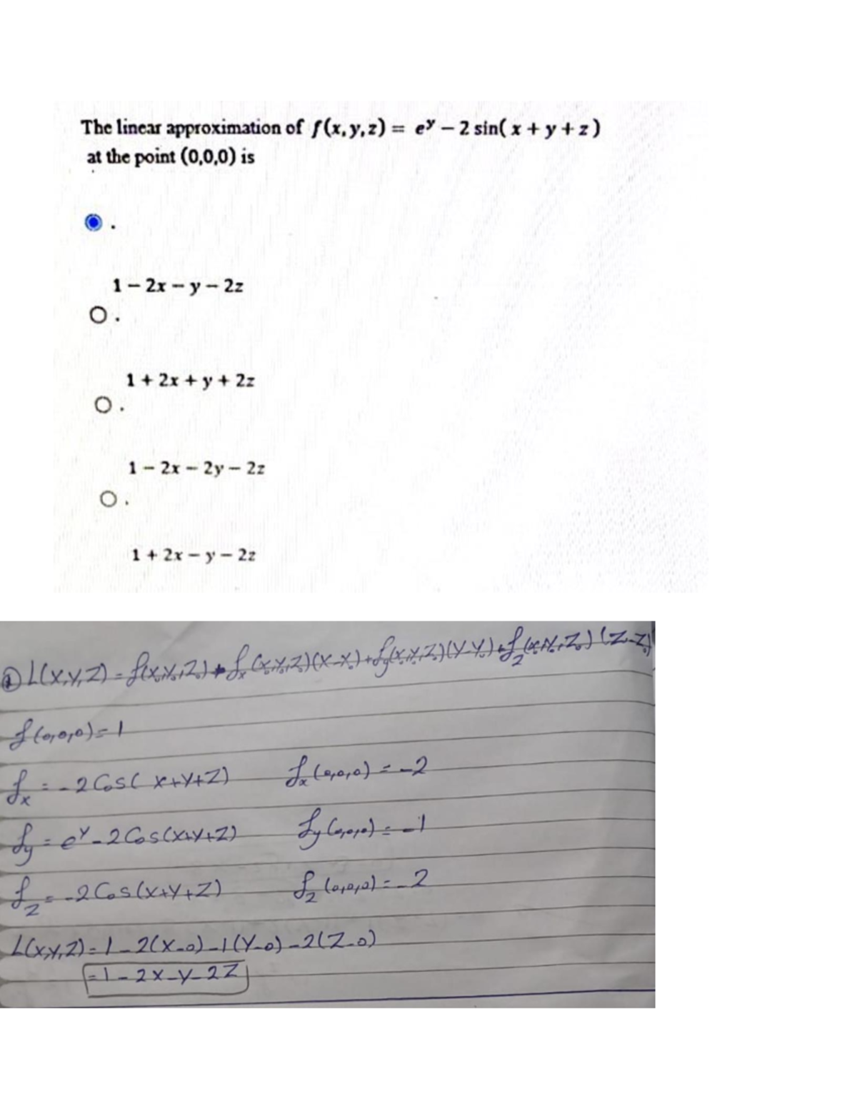 Final questions on linearization - Maths - The linear approximation of ...