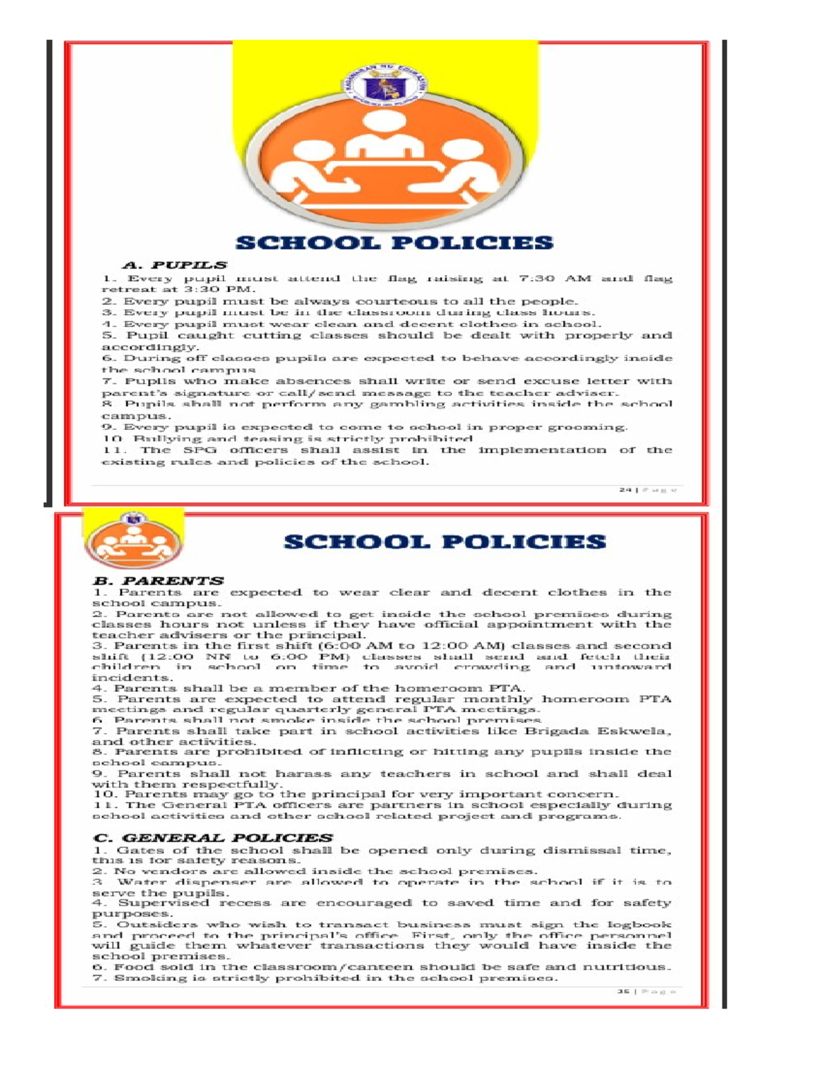 School Policies: Guidelines for Pupils and Parents - Studocu