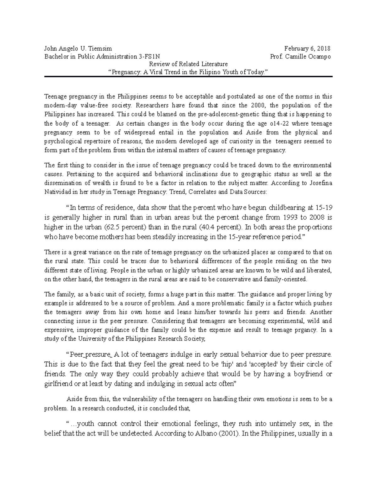 Rrl-main - The final output of the Review of Related Literature. - John ...