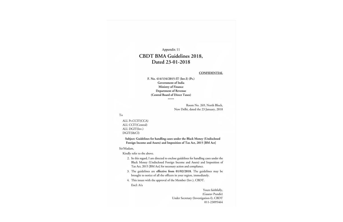 Annexure H - CBDT BMA Guidelines 2018: Handling Undisclosed Foreign ...
