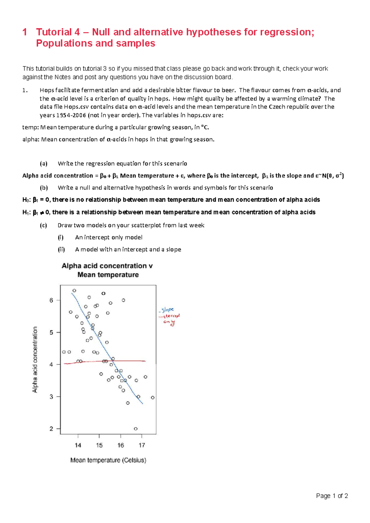 Tutorial 4: Null & Alternative Hypotheses for Populations & Samples ...